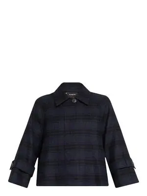 Akris Alisa Check Wool Double Face Jacket - Blublk