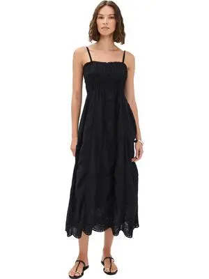 Z Supply Cotton Lace-trimmed Midi Dress - Black