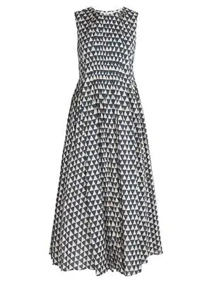 Max Mara Printed Cotton Voile Midi Dress - Blue