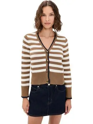 VERONICA BEARD Monae Striped Cotton Knit Cardigan