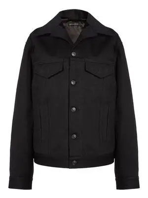 Balenciaga Standing Waxed Denim Jacket - Black
