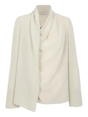 CORTANA Lyra Silk Wrap Blouse - Neutral