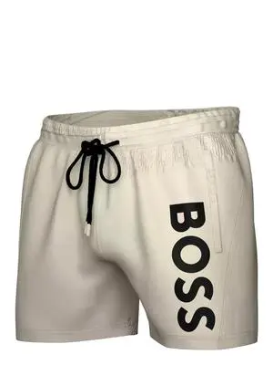 BOSS Logo-print Swim Shorts - Neutrals