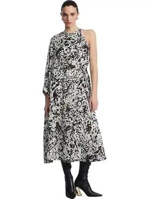 Bcbgmaxazria One-sleeve Printed Midi Dress - Dotty Print