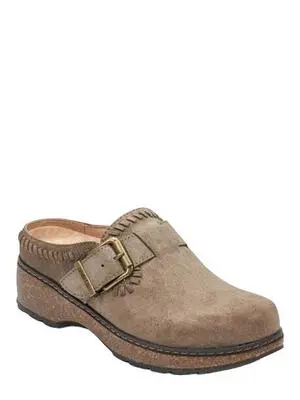 EARTH® Suede Clogs With Whipstitched Trim Medium Gray