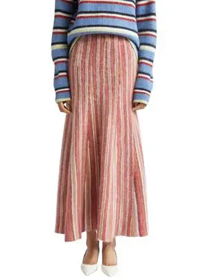ZANKOV Zander Stripe Mohair & Alpaca Blend Sweater Skirt - Camel Multi