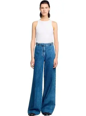 SANDRO Mid-Rise Wide-Leg Jeans