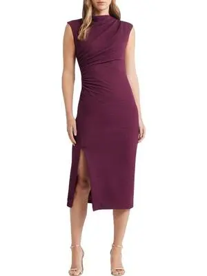 Anne Klein Cowl Neck Sleeveless Midi Dress - Dark Chianti