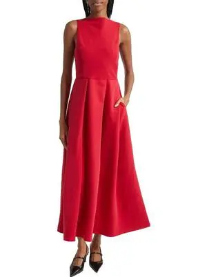 Emporio Armani Techno Cady Sleeveless Maxi Dress - Solid Medium Red