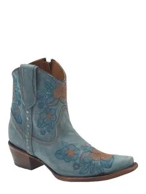CIRCLE G Flower Embroidered Western Boots - Blue Jean