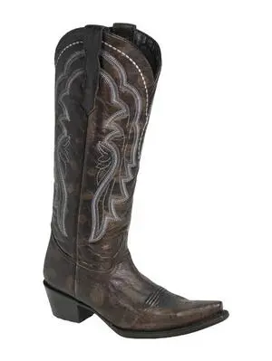 CIRCLE G Contrast Embroidered Western Boots Black