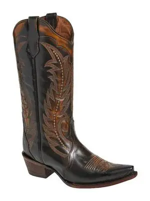 CIRCLE G Contrast Embroidered Western Boots Brown/tan