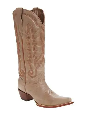 CIRCLE G Contrast Embroidered Western Boots Sand
