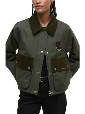 Barbour Phoebe Cropped Jacket - Olive Brown