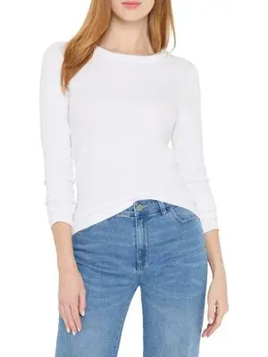NIC+ZOE Perfect Rib Cotton Blend Long Sleeve Top - Paper White