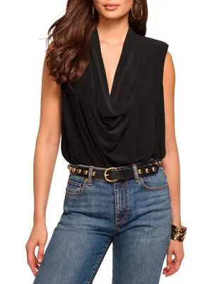 Ramy Brook Eden Cowl Neck Bodysuit - Black