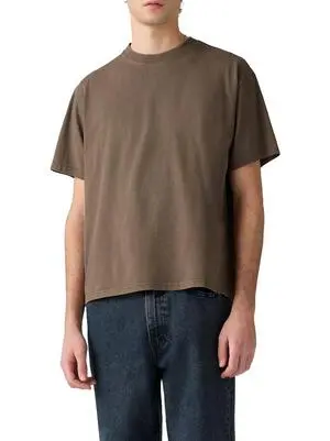 LEVI'S Boxy Crop Cotton T-shirt - Garment Dye Khaki Green/brown