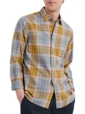 SEASALT CORNWALL Fathomer Plaid Flannel Button-up Shirt - Summer Isle Pear