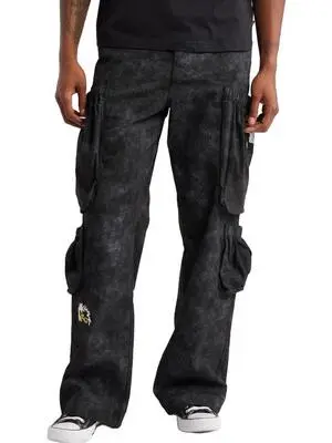 HONOR THE GIFT Wide-leg Cotton Twill Cargo Pants - Black