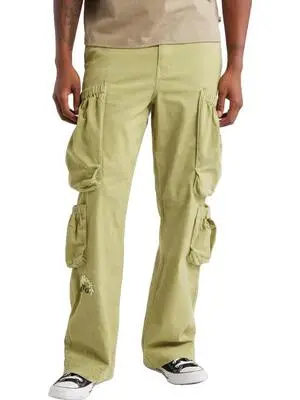 HONOR THE GIFT Wide-leg Cotton Twill Cargo Pants - Green