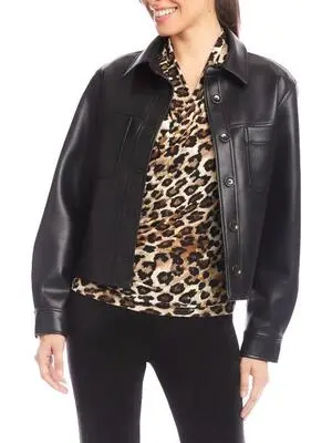 Karen Kane Faux Leather Moto Jacket - Black