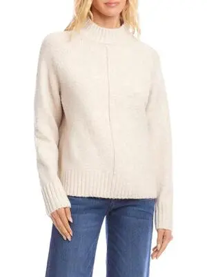 Karen Kane Relaxed Knit Turtleneck Sweater - Oatmeal