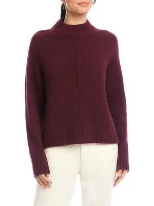 Karen Kane Relaxed Knit Turtleneck Sweater - Wine