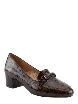 SPRING STEP SHOES Enda Croc-Embossed Loafer Brown Croco Patent