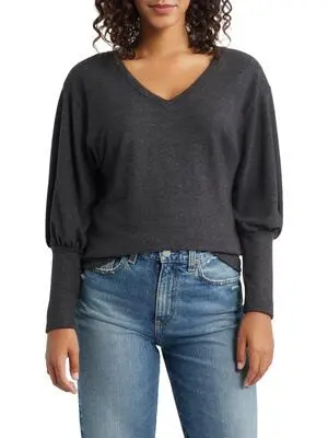 Loveappella Brushed Jersey Top - Charcoal