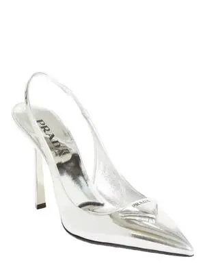 Prada Logo Slingback Pump - Argento
