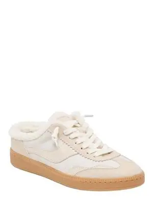Dolce Vita Notice Faux Shearling Sneakers - Off White Crackled Leather