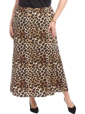 Karen Kane Printed Maxi Skirt With Side Slit - Leopard