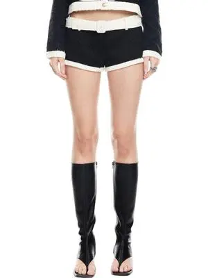 Lioness Afterglow Belted Low-rise Shorts - Onyx Tweed