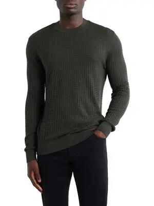 Emporio Armani Textured Wool Crewneck Sweater - Green