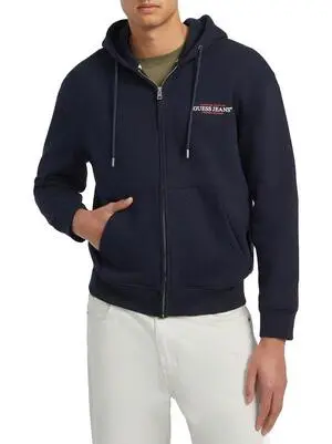 GUESS Regular Fit Embroidered Logo Zip Hoodie