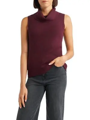 CITY BLUES Sleeveless Turtleneck Sweater - Merlot