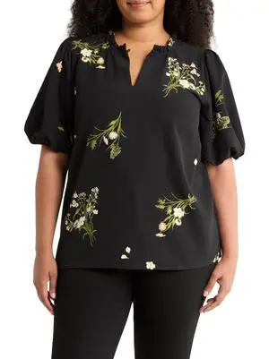 SUGARLIPS Floral Print Top - Black/green