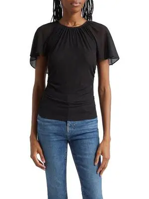 Veronica Beard Arisa Mixed Media Top - Black