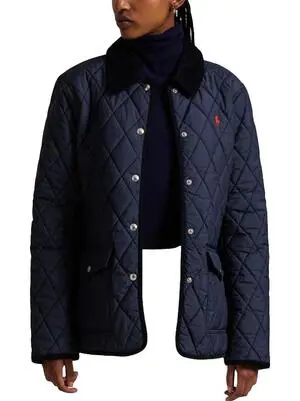 Polo Ralph Lauren Corduroy Collar Quilted Barn Jacket - Rl Navy