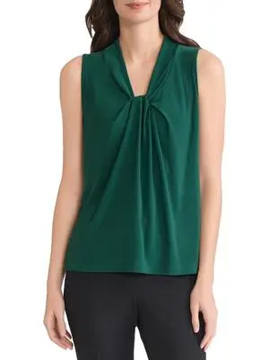 KASPER Knot Front Sleeveless Top - Evergreen