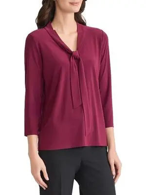 KASPER Tie Neck Top - Shiraz