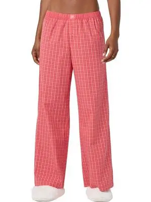 FLORENCE BY MILLS Micro Plaid Wide Leg Pants - Nasturium Plaid