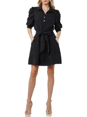 CIEBON Scarlette Puff Sleeve Mini Dress - Black