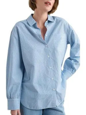 SEASALT CORNWALL Sea Path Oversize Organic Cotton Poplin Button-up Shirt - Mini Sunrise Skipper