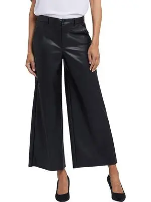 NYDJ Morgan Faux Leather Wide Leg Ankle Pants - Black