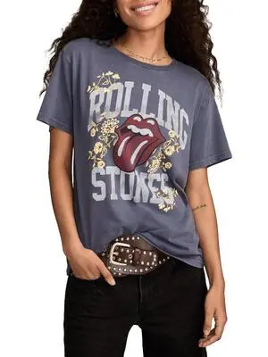 Lucky Brand Rolling Stones Boyfriend T-shirt - Nightshadow Blue