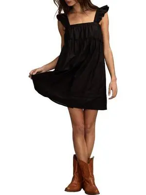 Lucky Brand Ruched Flutter Minidress - Caviar