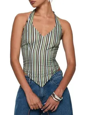 Princess Polly High Gear Stripe Smocked Halter Top - Multi