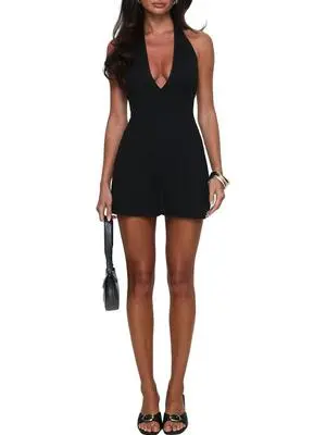 Princess Polly Plunge Neck Halter Minidress - Black