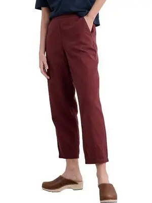 SEASALT CORNWALL Organic Cotton Crop Tapered Pants - Forest Garden Dark Cinnamon